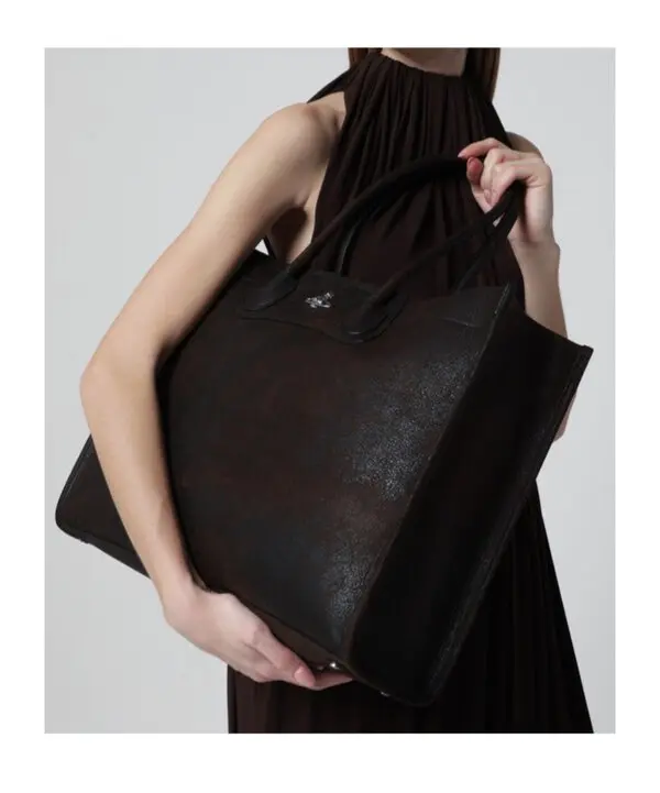 VIVIENNE WESTWOOD Orb Plaque Tote Bag - Dark Brown