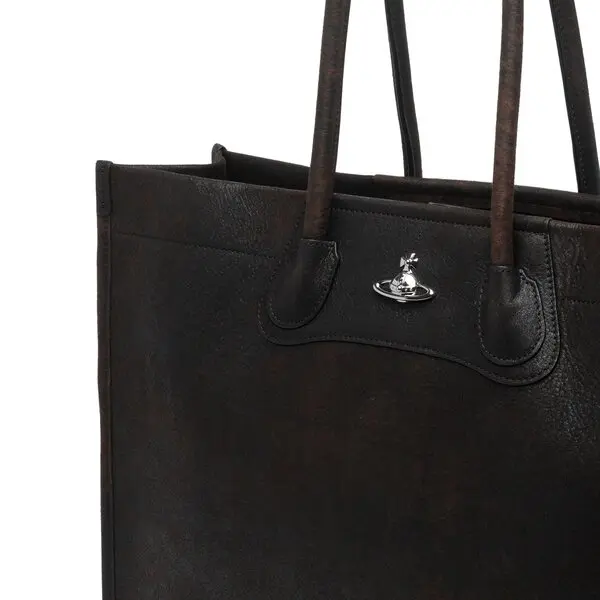 VIVIENNE WESTWOOD Orb Plaque Tote Bag - Dark Brown