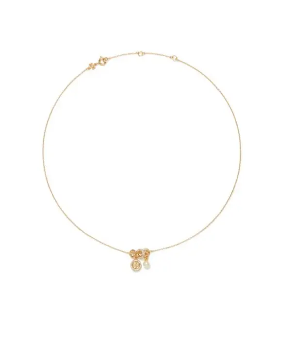 Tory Burch Icon Pavé Charm Pendant Necklace - Gold / Crystal / Pearl
