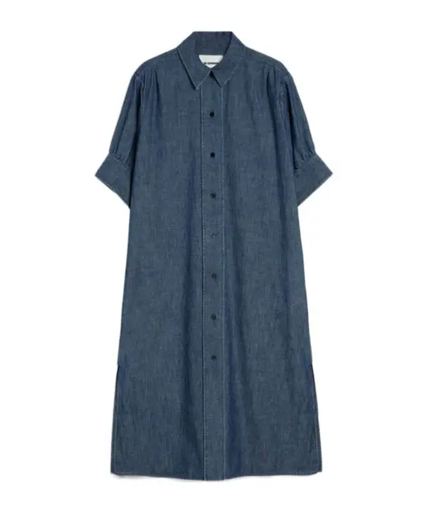 JIL SANDER Chambray Shirt Dress With Button Closure And Side Slits