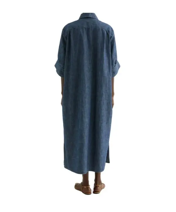 JIL SANDER Chambray Shirt Dress With Button Closure And Side Slits