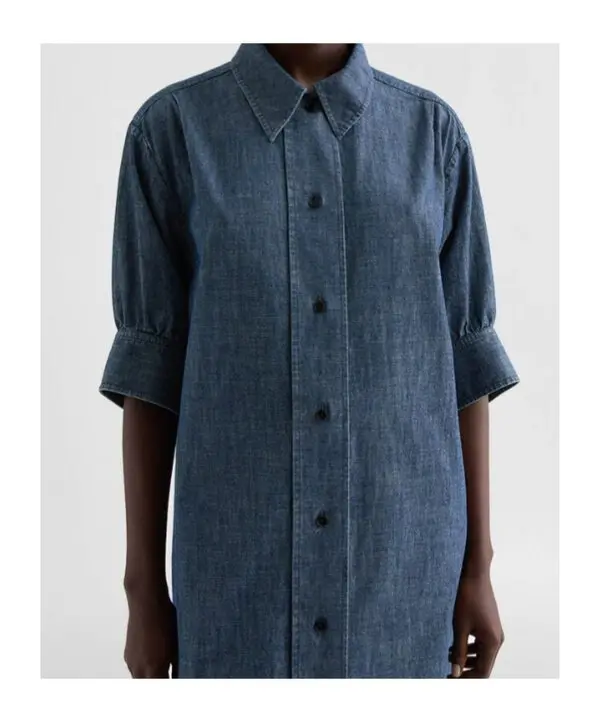 JIL SANDER Chambray Shirt Dress With Button Closure And Side Slits