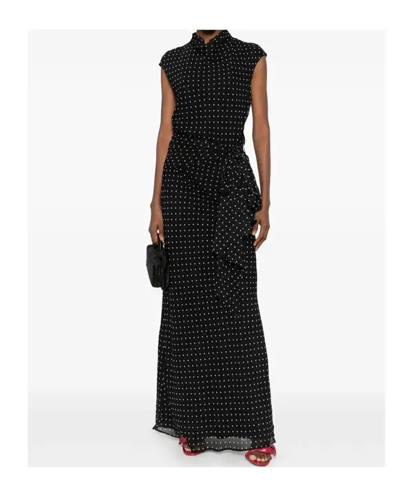 ROTATE BY BIRGER CHRISTENSEN Sleeveless Polka Dot Maxi Dress