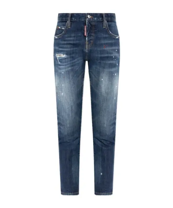 Dsquared2 Distressed Logo Patch Jeans - Blue