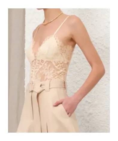 Zimmermann Lace Teddy Bodysuit - Cream