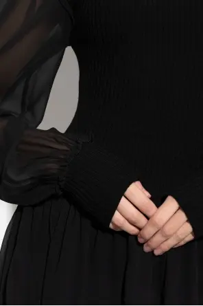 FRAME Sheer-sleeve Mini Dress