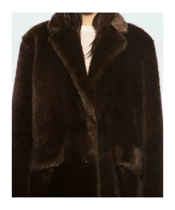STAND STUDIO Evyn Single-breasted Faux Fur Jacket