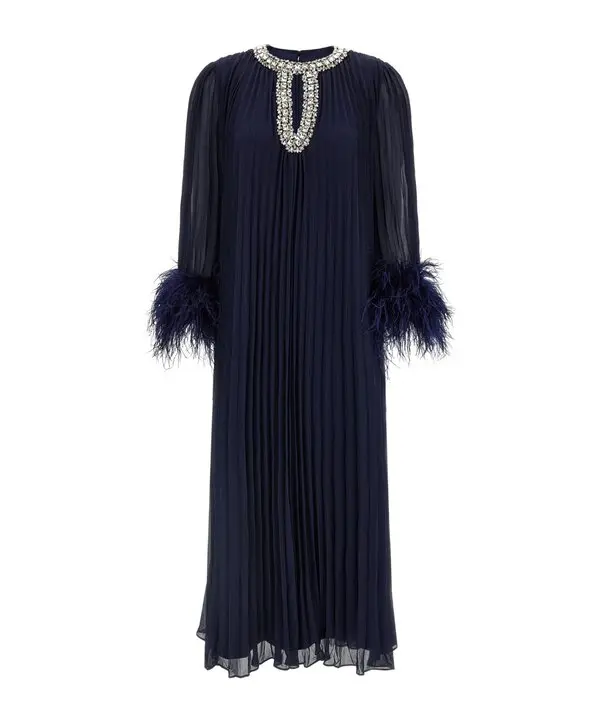 SELF-PORTRAIT Chiffon Feather Midi Dress