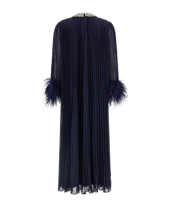 SELF-PORTRAIT Chiffon Feather Midi Dress