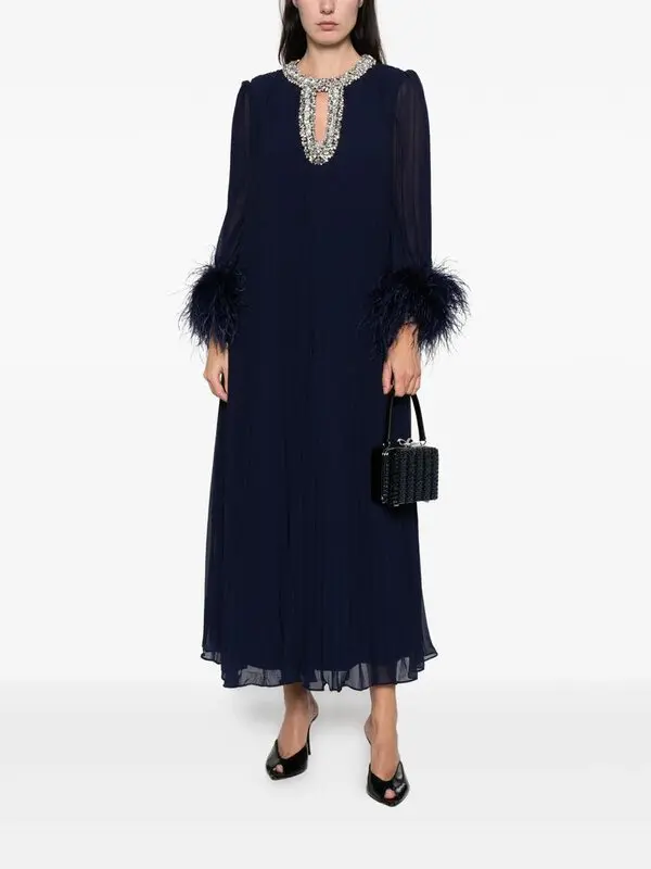SELF-PORTRAIT Chiffon Feather Midi Dress