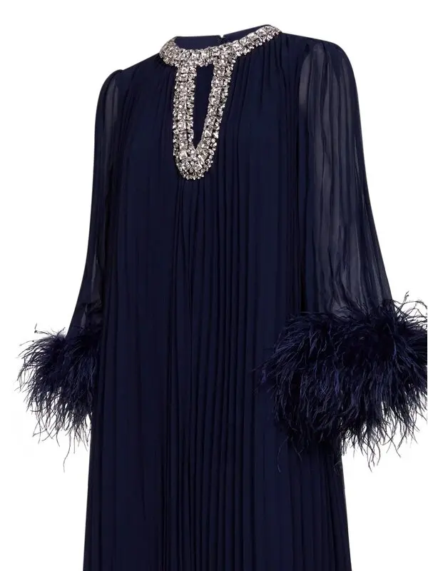 SELF-PORTRAIT Chiffon Feather Midi Dress