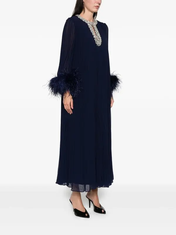 SELF-PORTRAIT Chiffon Feather Midi Dress