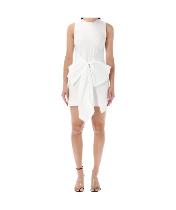 ROTATE BY BIRGER CHRISTENSEN Sleeveless Bow Dress - White