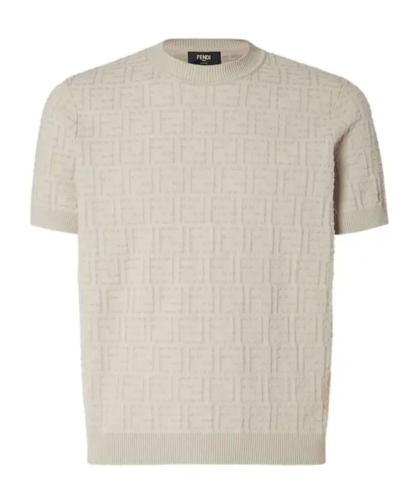 Fendi Ff Selleria Monogram Knitted Sweater - Light Gray