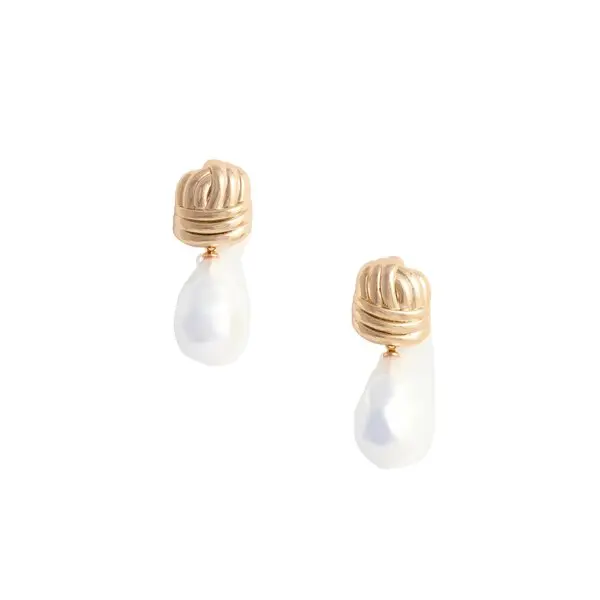 SELF-PORTRAIT Knot Embellished Earrings - Gold