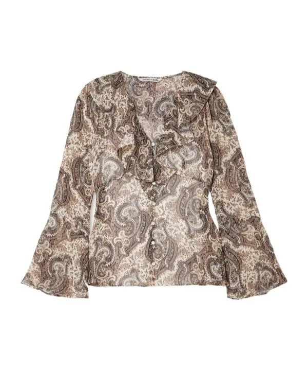 Veronica Beard Kyrie Paisley-print Ruffled Silk Georgette Blouse - Nude