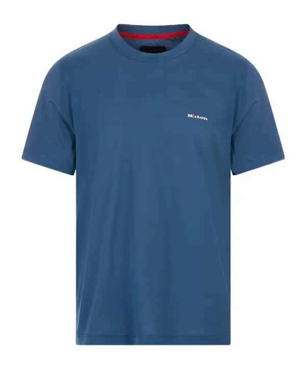Kiton Logo Embroidered Crew-neck T-shirt - Blue