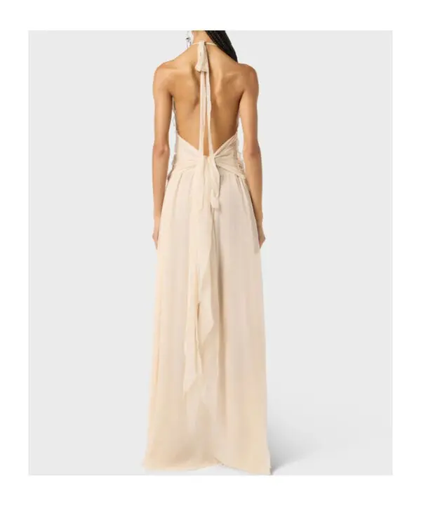 Blumarine Long Viscose Georgette Dress - Amber