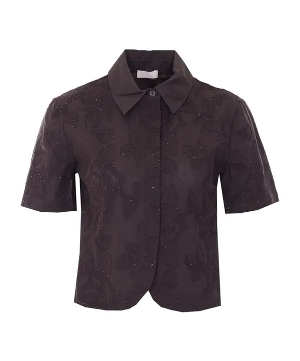 Liu Jo Embroidered Sequin Short-sleeve Shirt - Black