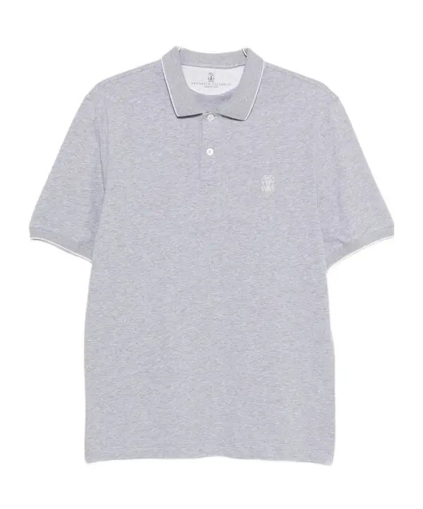 Brunello Cucinelli Logo Embroidered Short-sleeved Polo Shirt - White