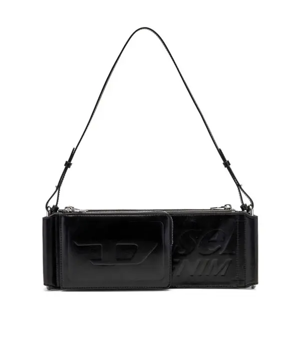 DIESEL® Logo Embossed Shoulder Bag - Black