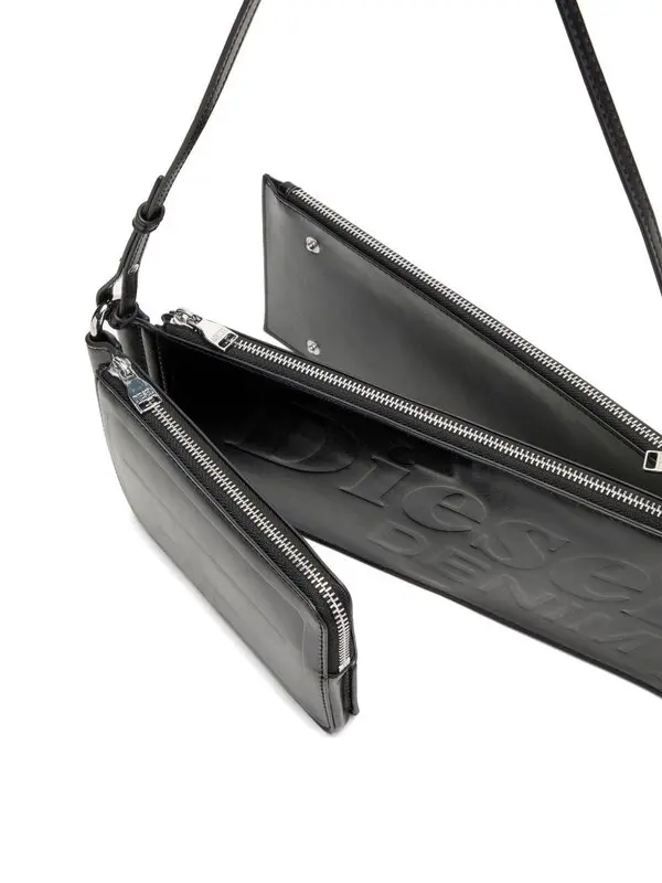 DIESEL® Logo Embossed Shoulder Bag - Black