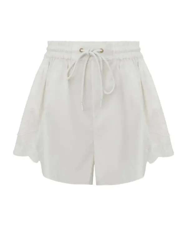 Zimmermann Drawstring Shorts With Embroidered Details - Ivory