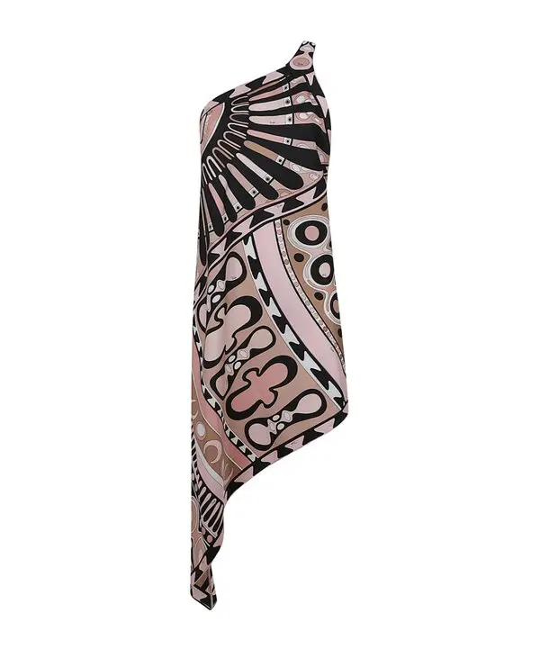 Emilio Pucci Soleil Print One-shoulder Satin Dress