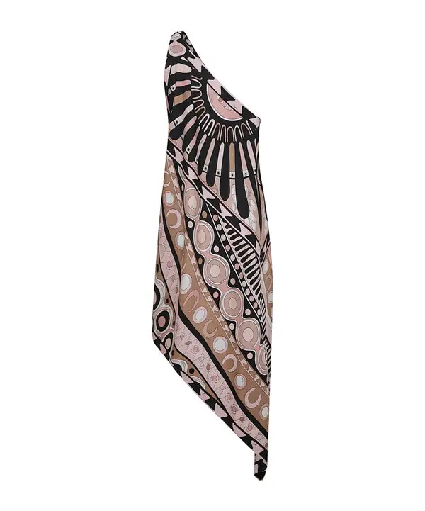 Emilio Pucci Soleil Print One-shoulder Satin Dress