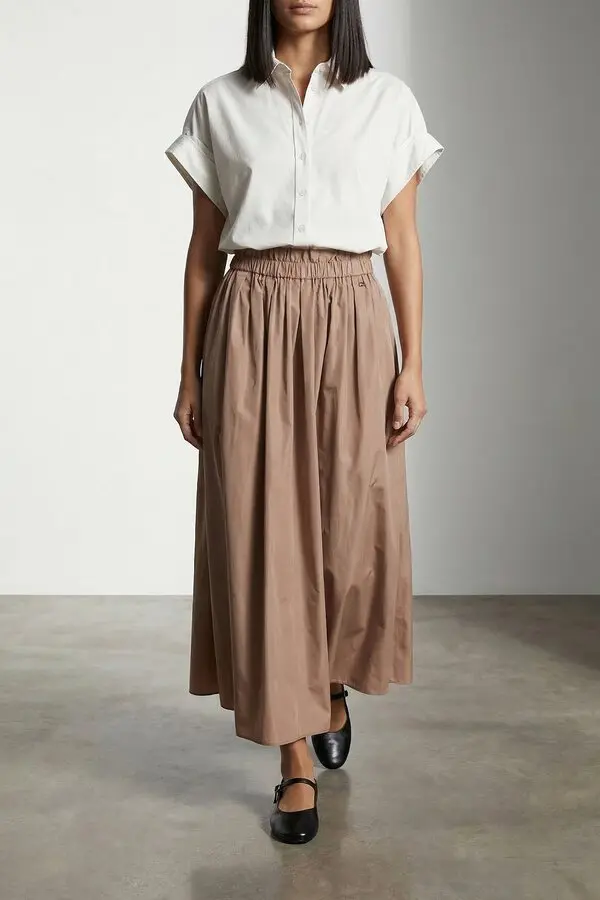 Herno A-line Midi Skirt With Elasticated Waistband - Nude