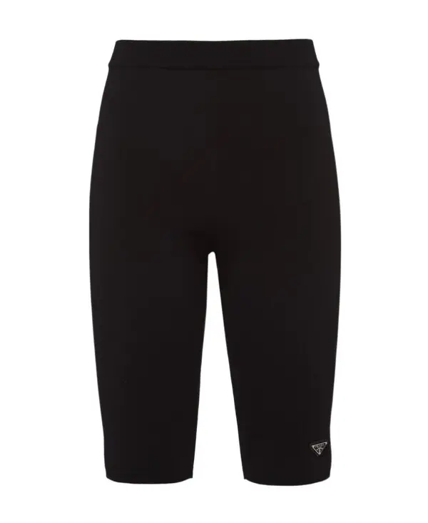 Prada Ribbed Viscose And Wool Bermuda Shorts - Black