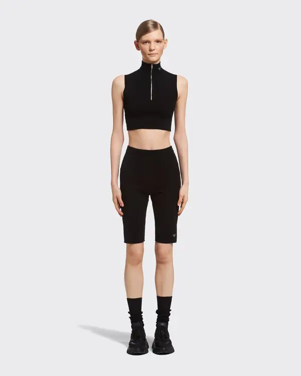 Prada Ribbed Viscose And Wool Bermuda Shorts