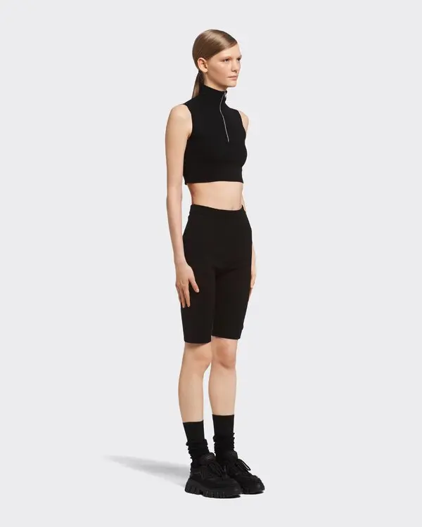 Prada Ribbed Viscose And Wool Bermuda Shorts