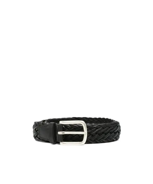 ORTIGNI Braided Leather Belt - Black