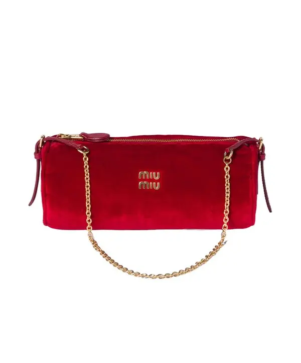 Miu Miu Velvet Pochette With Chain Strap