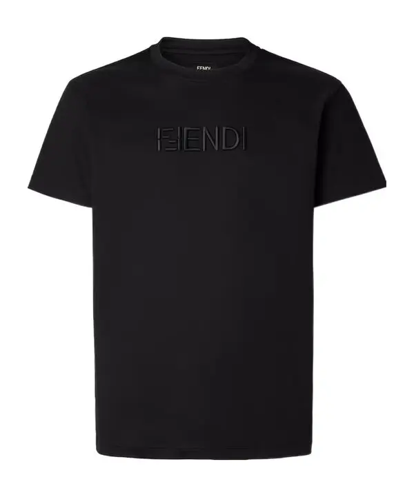Fendi Logo Embroidered Crewneck T-shirt - Black