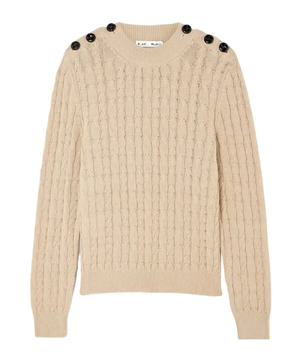 BLAZÉ MILANO Button-decorated Cable Knit Sweater - Sand