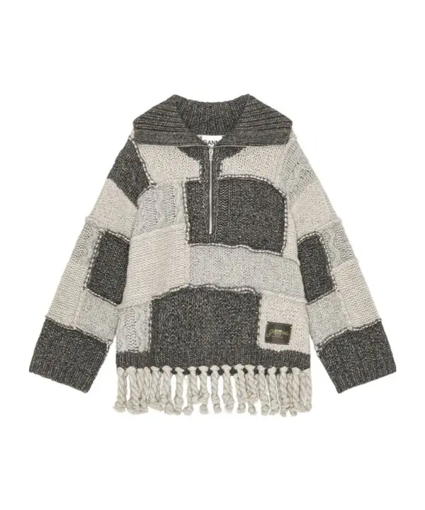 GANNI Patchwork Fringe Jumper