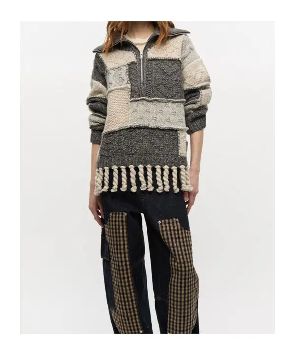 GANNI Patchwork Fringe Jumper