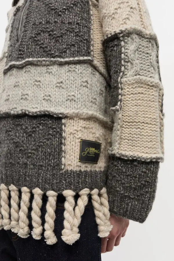 GANNI Patchwork Fringe Jumper