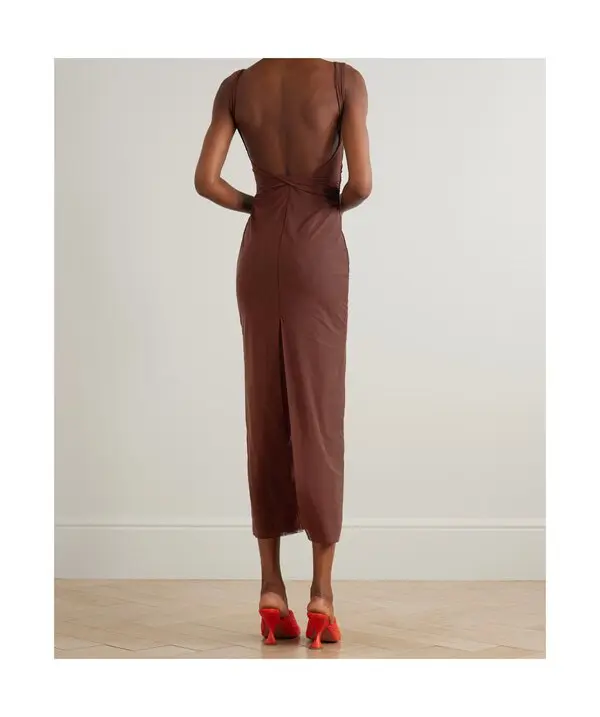 SIR. Jacques Gathered Stretch-mesh Midi Dress