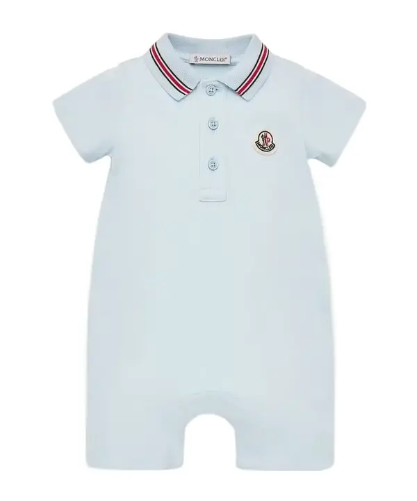 Moncler Logo Patch Polo Collar Romper - Light Blue
