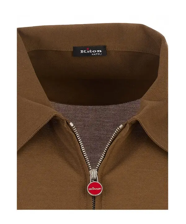 Kiton Half Zip Polo Shirt - Green