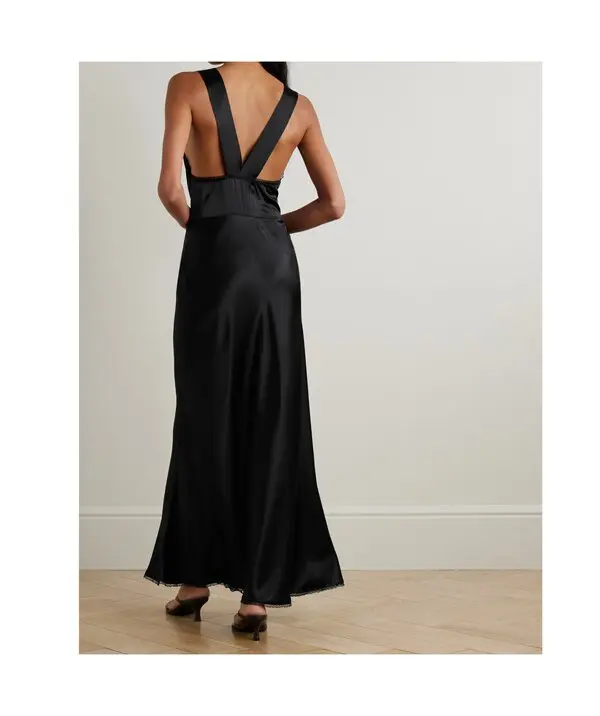 SIR. Aries Cutout Lace-trimmed Silk-satin Maxi Dress