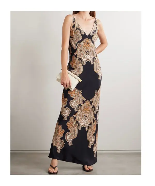 Veronica Beard Donelle Paisley-print Silk-blend Satin Maxi Dress