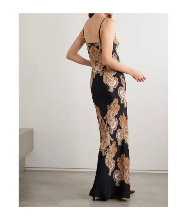 Veronica Beard Donelle Paisley-print Silk-blend Satin Maxi Dress