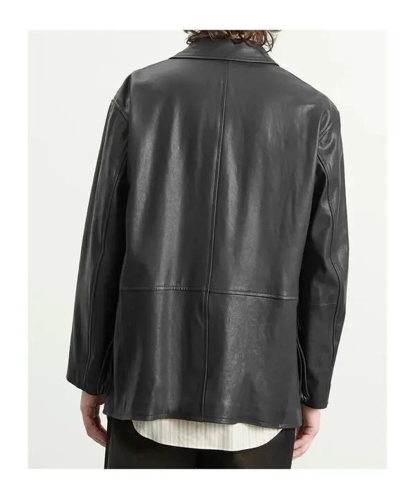 Auralee Buttoned Leather Jacket - Black