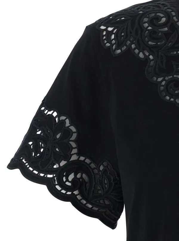 TWINSET Cropped T-shirt With Floral Embroidery