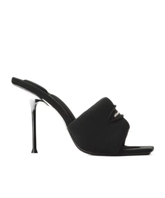 Alexander Wang Julie Slashed Knit Mule Sandals - Black