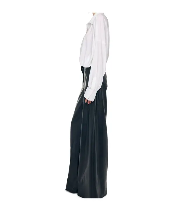 Norma Kamali High Waist Synth Palazzo Pants